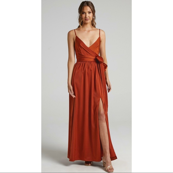 Showpo. | Dresses | Showpo Revolve Around Me Dress Copper Maxi Rust ...